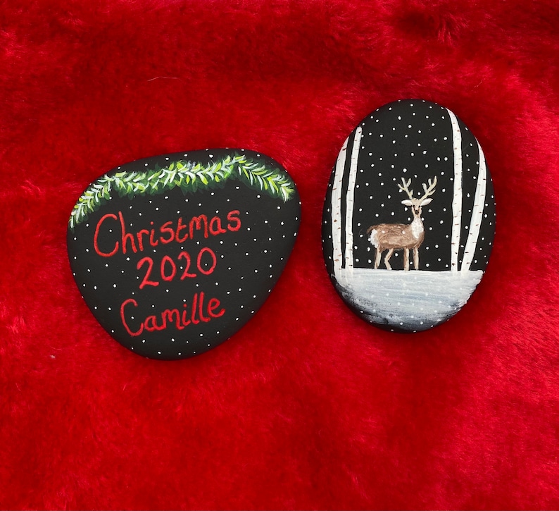 Custom Set of Hand Painted Christmas Rocks Holiday Decor - Etsy