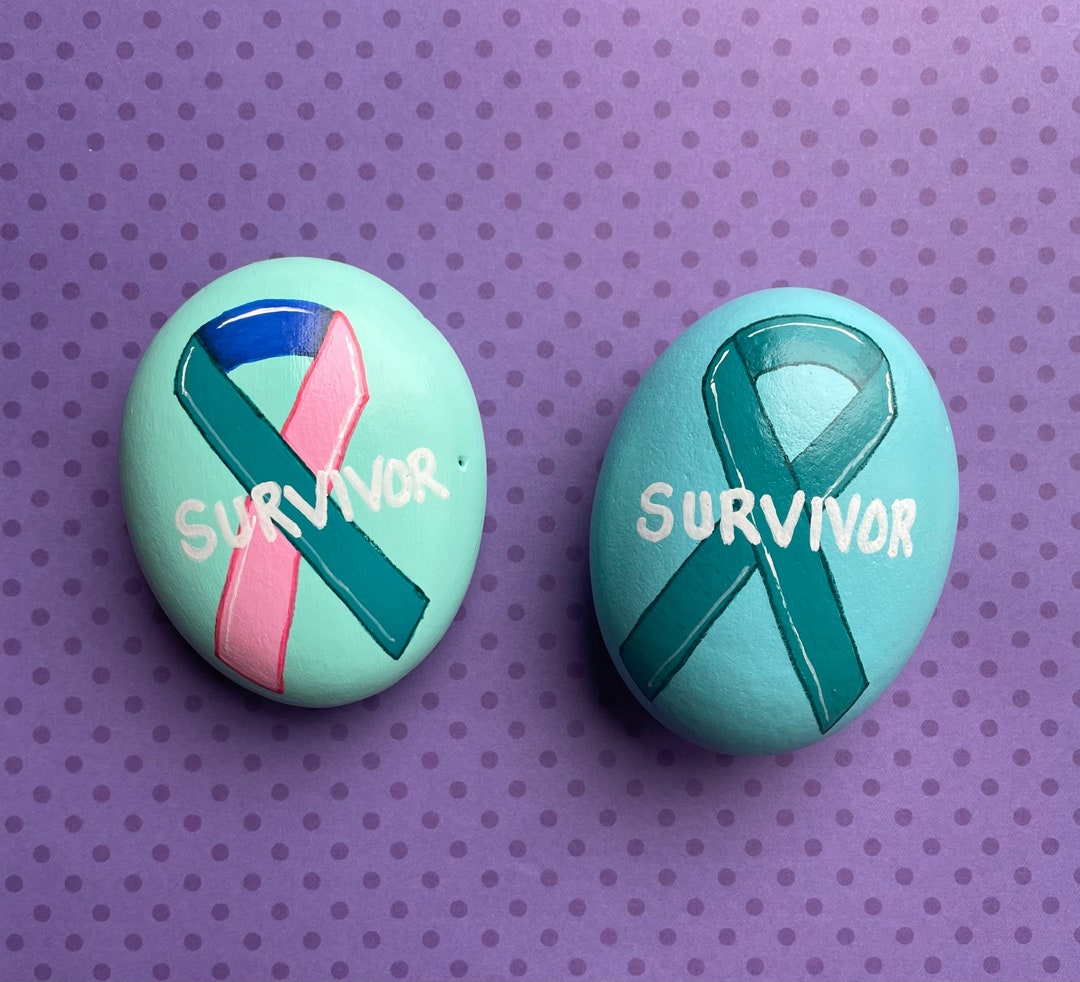 Custom Cancer Awareness Ribbon Painted Rocks, Garden Decor, Home Decor ...