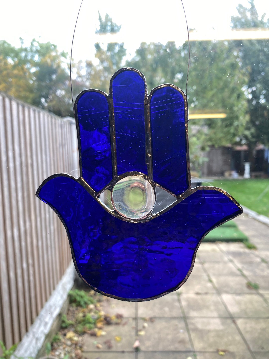 Hamsa Hand Dark Blue Sun Catcher - Etsy
