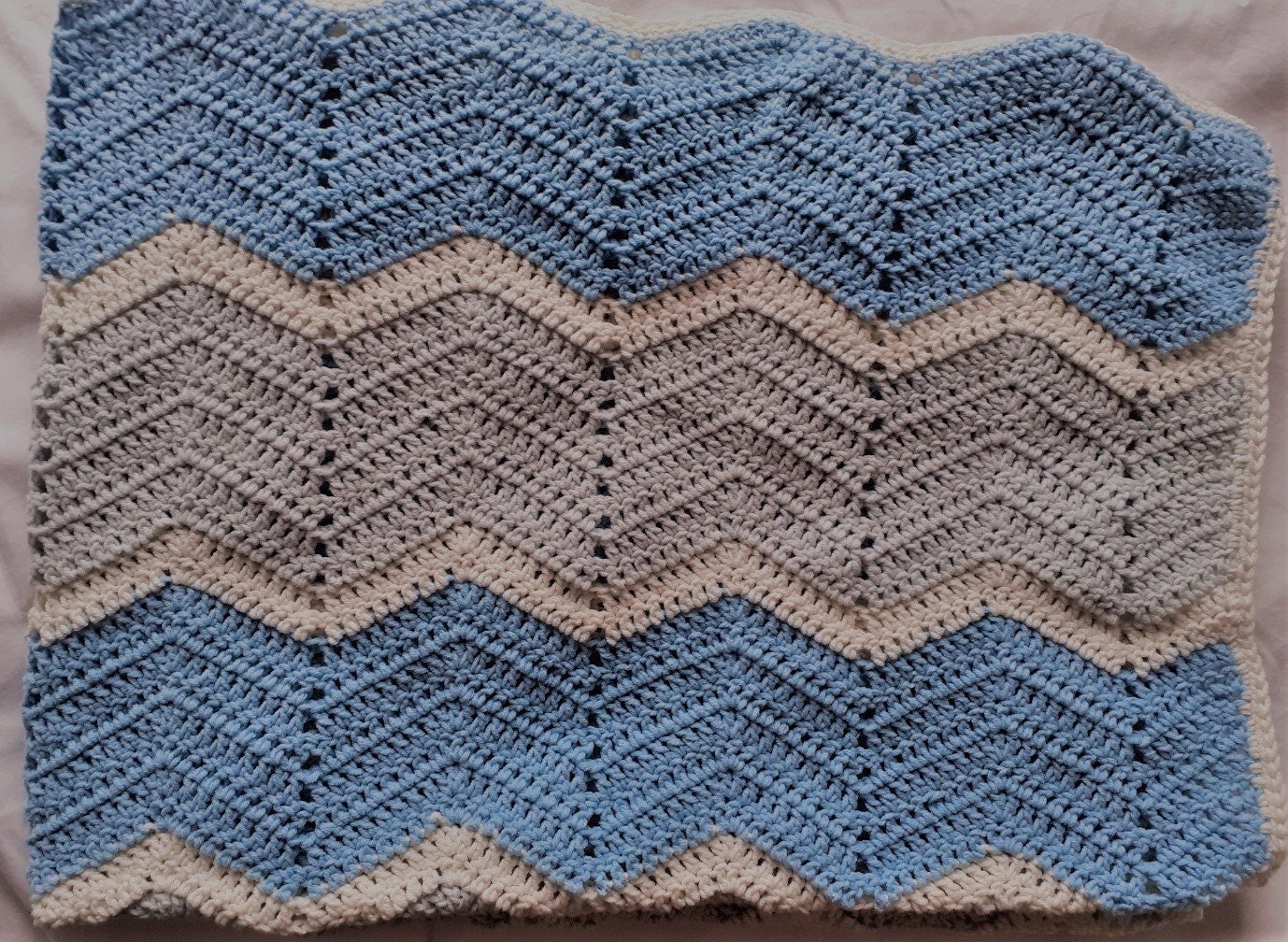 Blue Cotton Ripple Baby Blanket - Etsy UK