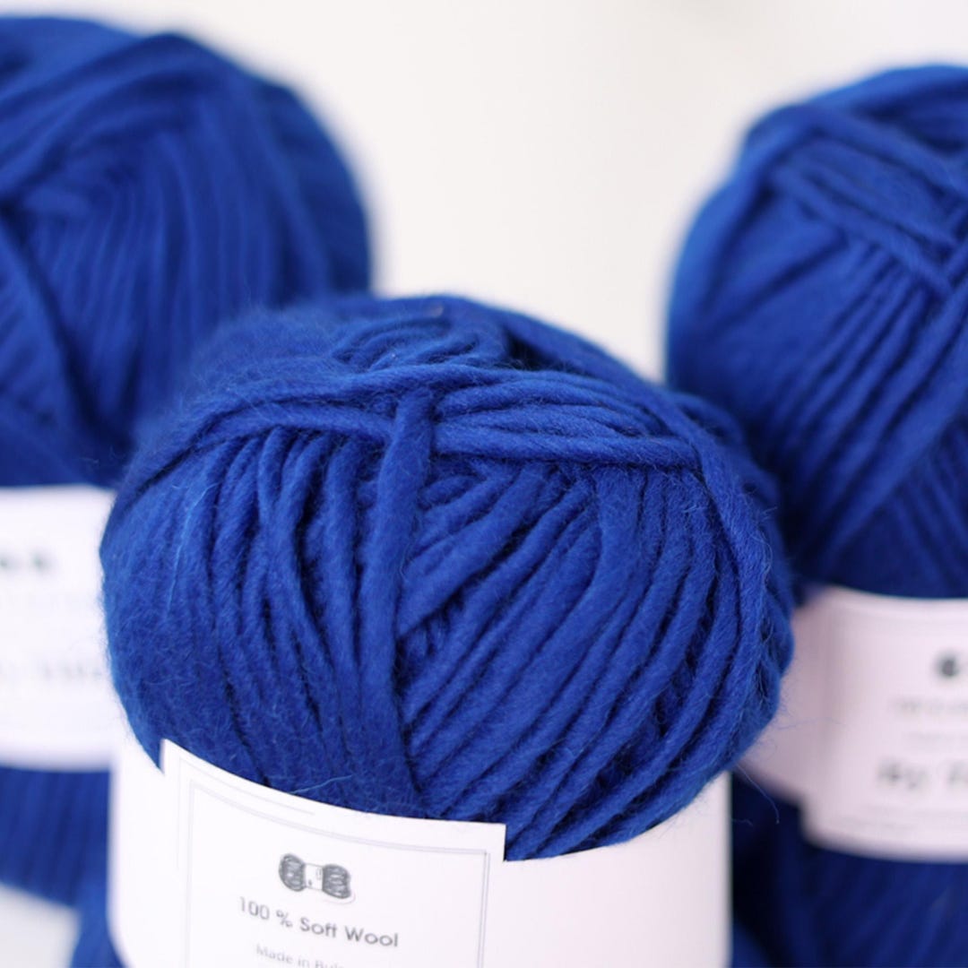 Royal Blue Soft Wool Yarn Superwash Yarn Sock Yarn Natural Fiber Yarn ...
