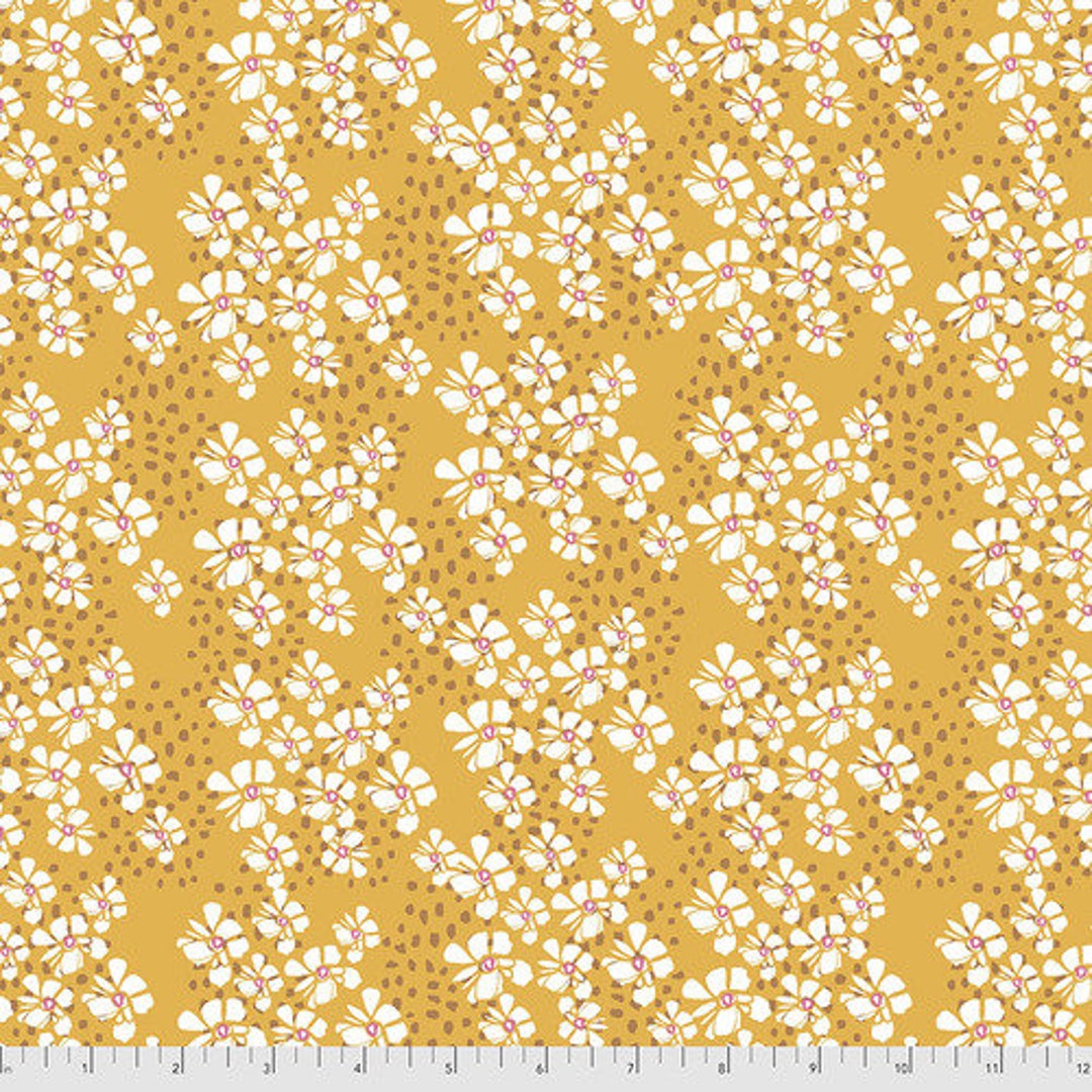 Floral Cotton, Marigold, Kelli May Krenz, Boho Blooms, Free Spirit - Etsy