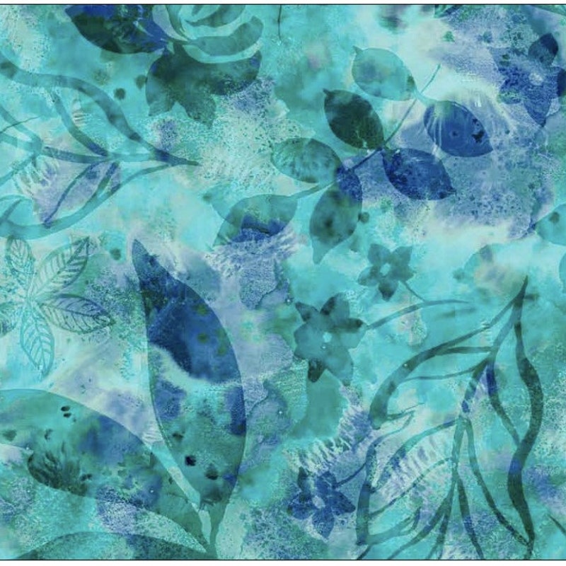 Teal Floral Fabric - Etsy