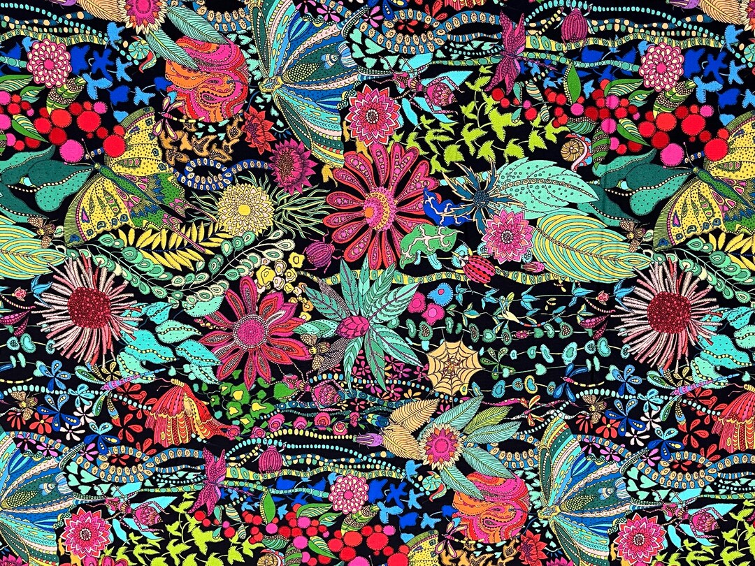 Twilight Dance Black, Bold Floral, Sally Kelly, Windham Fabrics - Etsy