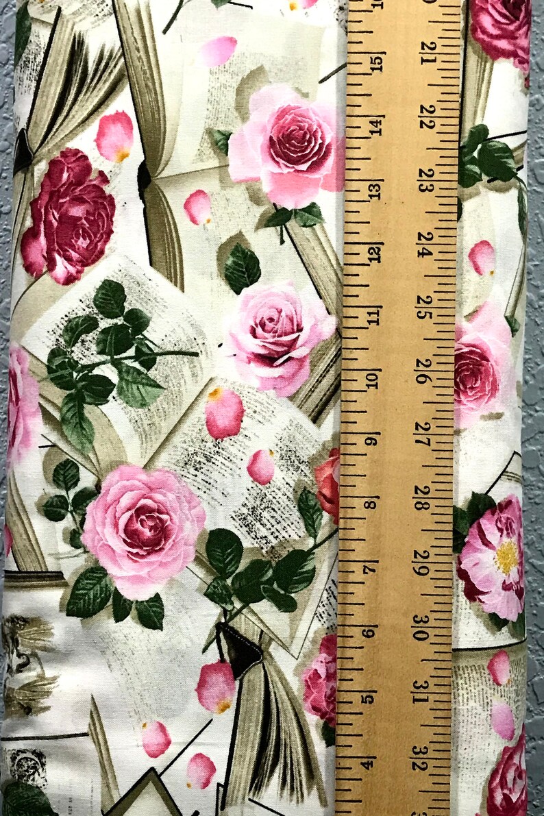 Pink Rose Fabric Book Fabric Fabric by the Yard Timeless - Etsy
