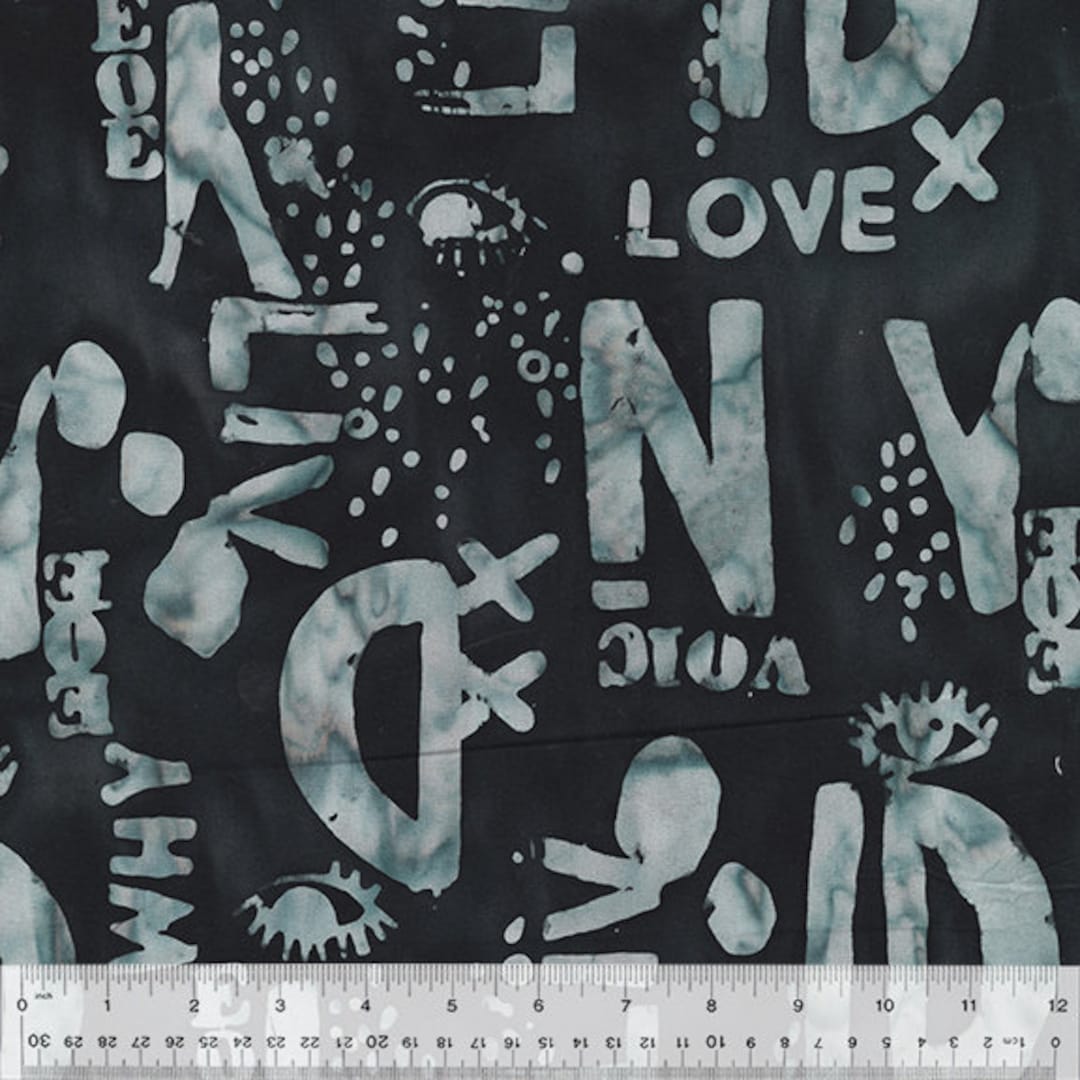 Batik Words Ink, Found Batiks, Carrie Bloomston, Anthology Fabrics - Etsy