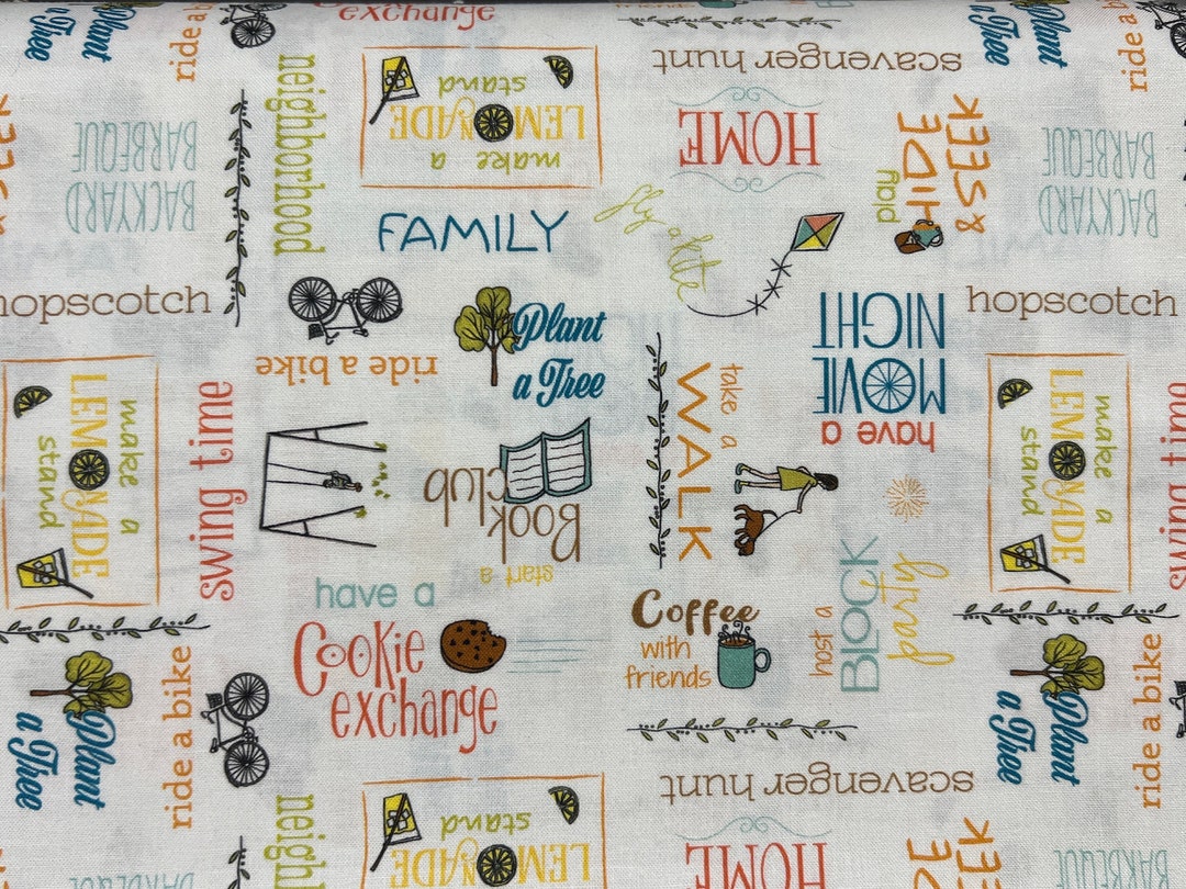 Word Fabric, Be My Neighbor, Terri Degenkolb, Windham Fabrics - Etsy
