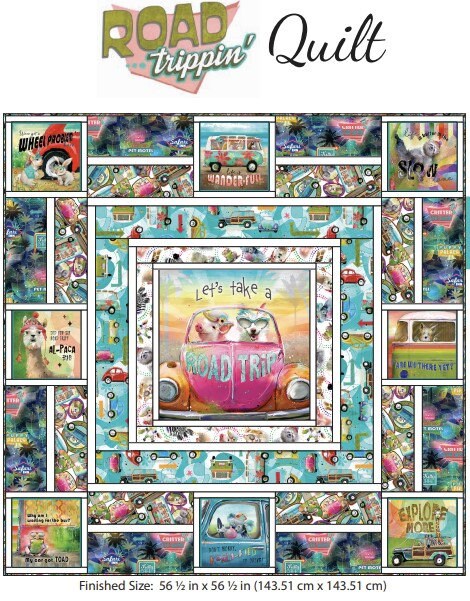 Tossed Animals Cotton Fabric, Road Trippin, Connie Haley, 3 Wishes ...