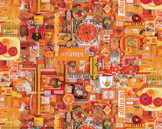 Orange Collage Fabric Shelley Davies Color Collage - Etsy