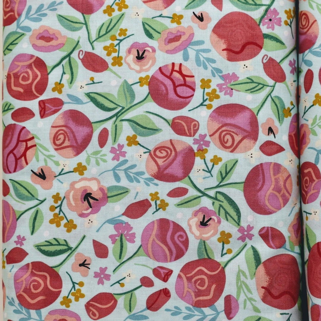 Pink Floral Fabric, Rose, Beauty and the Beast, Jill Howarth, Riley ...
