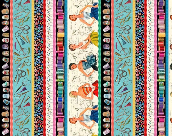 Sewing Cotton Fabric, Vintage Sewing Stash, DDC11019, Michael Miller ...