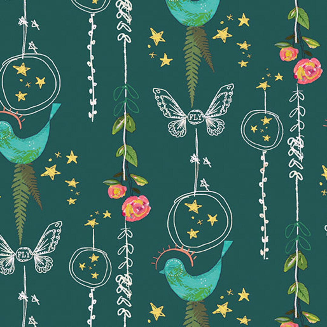 Imagine Dark Teal, Kelly Rae Roberts, Inspired Heart, Benartex Fabrics ...