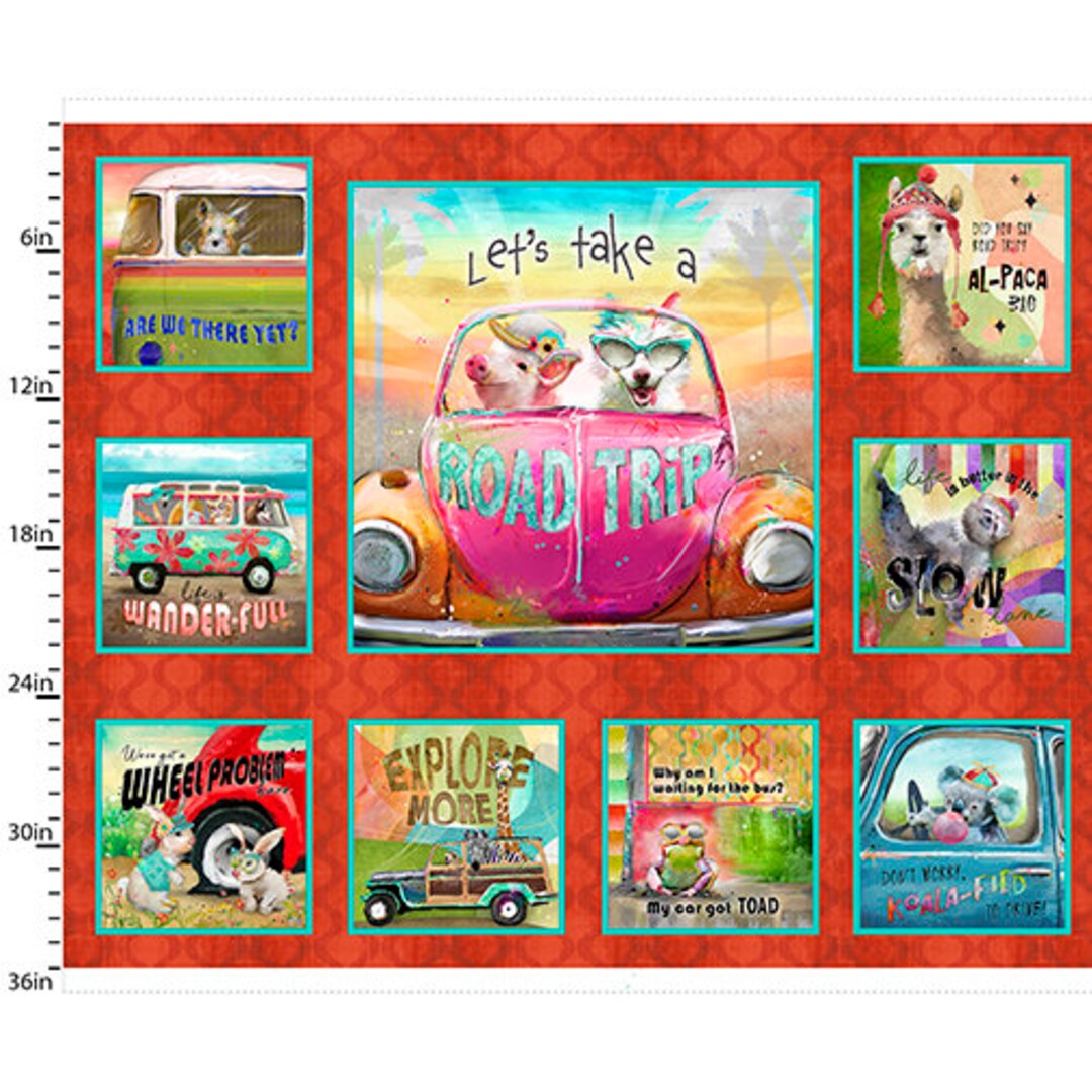Road Trippin' Animal Cotton Panel, Road Trippin, Connie Haley, 3 Wishes ...