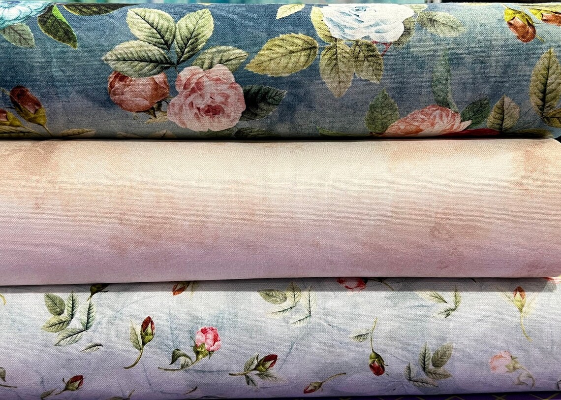 Pink Roses Floral Cotton Fabric Daniella P&B Textiles - Etsy