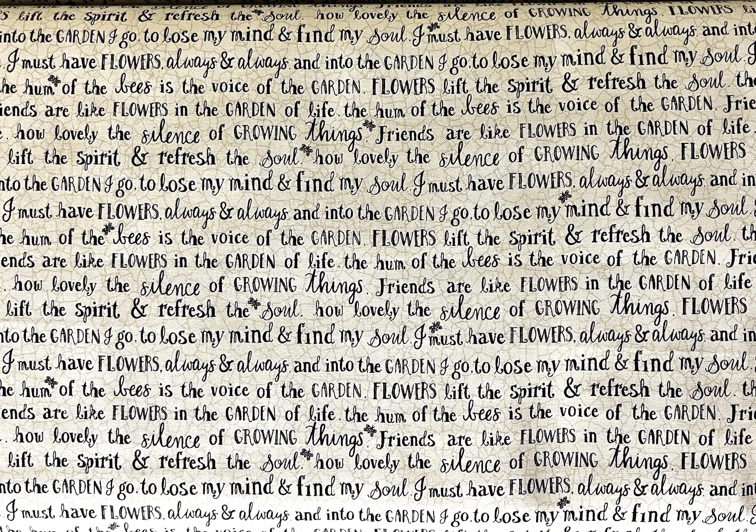 Garden Notes, Text and Words, Kathy Schmitz, 7052 12, Moda Fabrics - Etsy