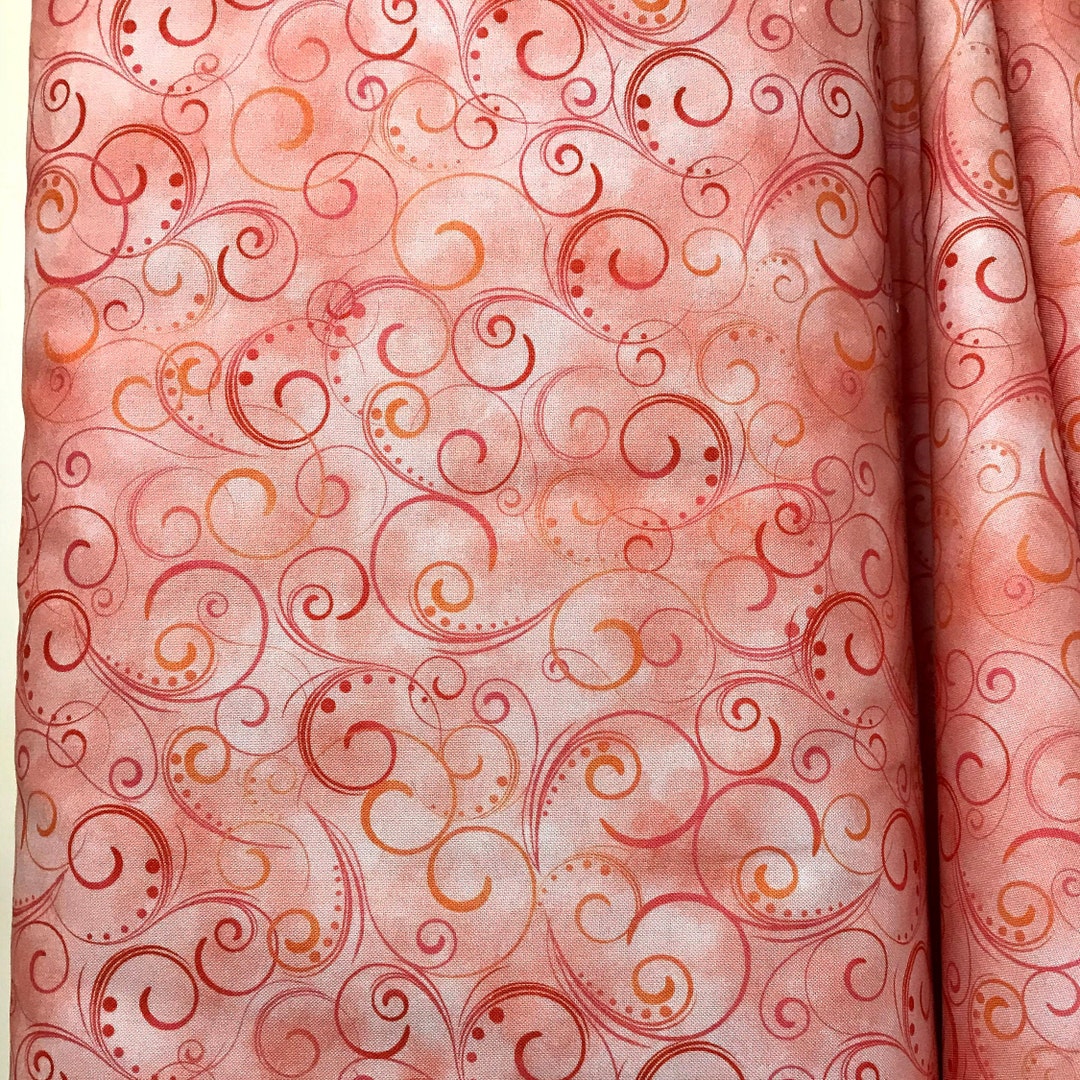 108" Swirl Wide Back, Coral Cotton Fabric, Kanvas Studio, Wideback ...