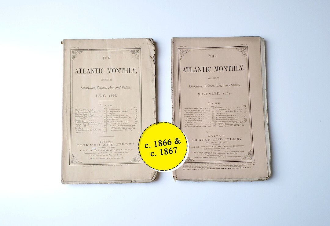 Antique 1860's atlantic Monthly Magazines C. 1866 & 1867 - Etsy