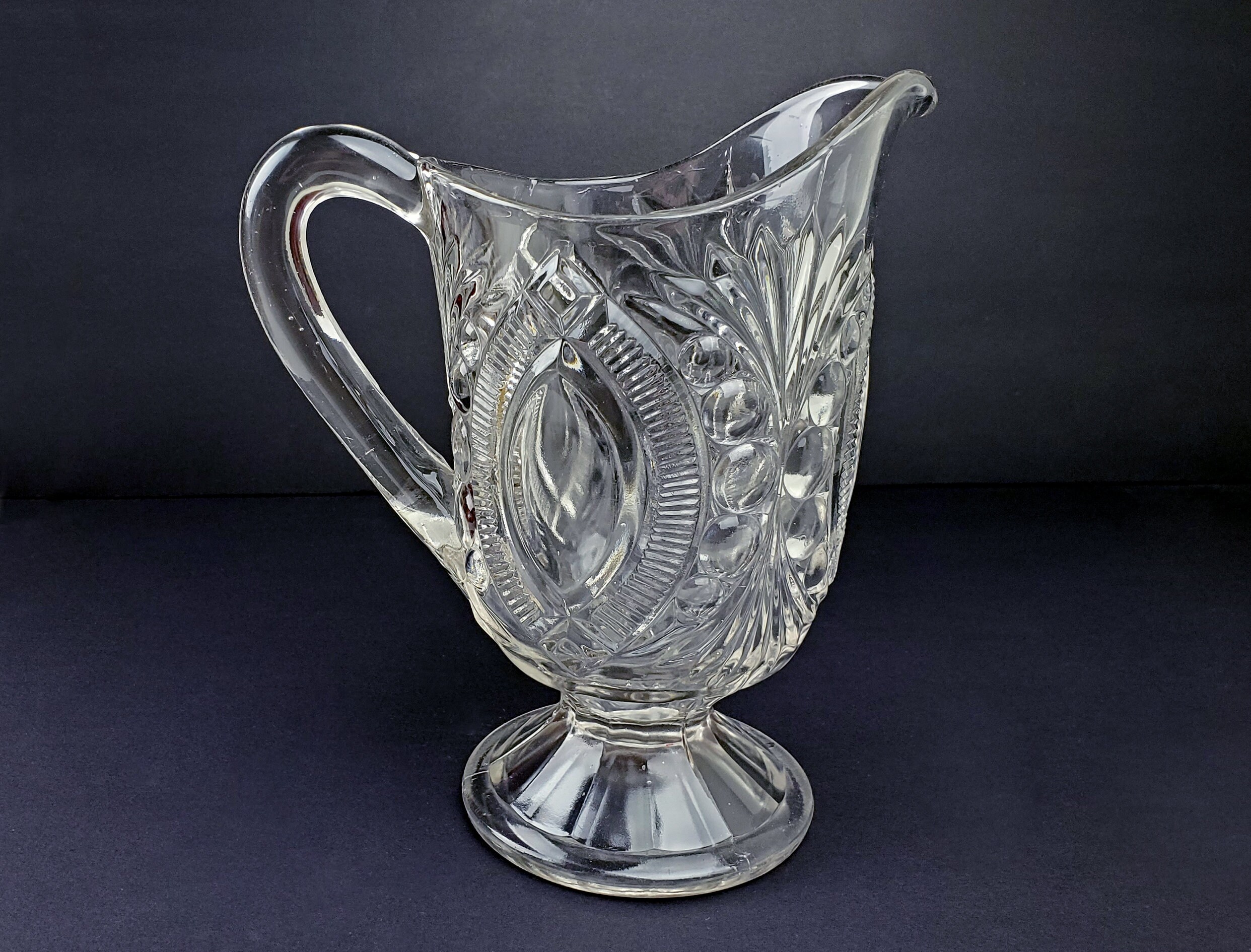 Antique arrow Sheaf EAPG Clear Glass Pitcher Co-operative Flint Glass ...