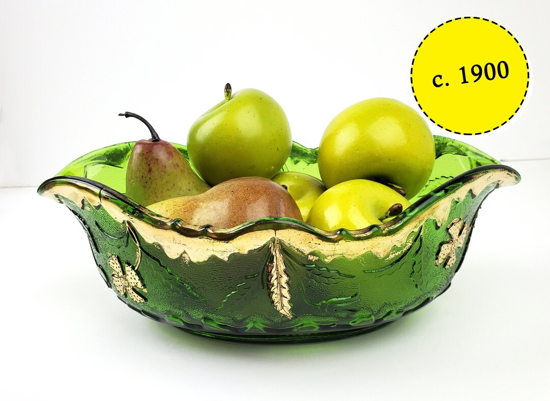 Antique Emerald Green delaware Glass Fruit Bowl US Glass C. 1900 - Etsy