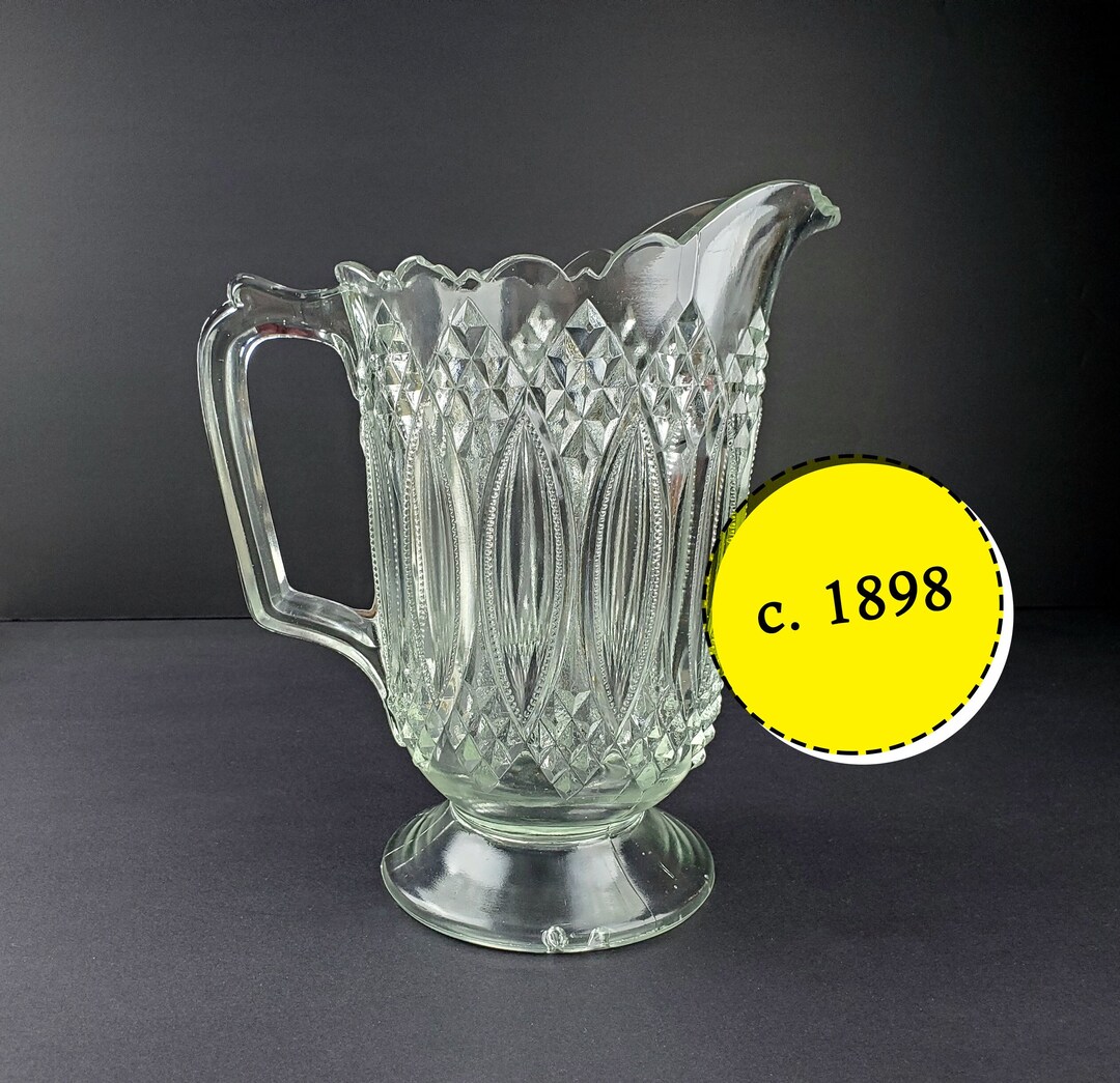 Antique granby Clear Glass Pitcher United States Glass Co. C. 1898 - Etsy