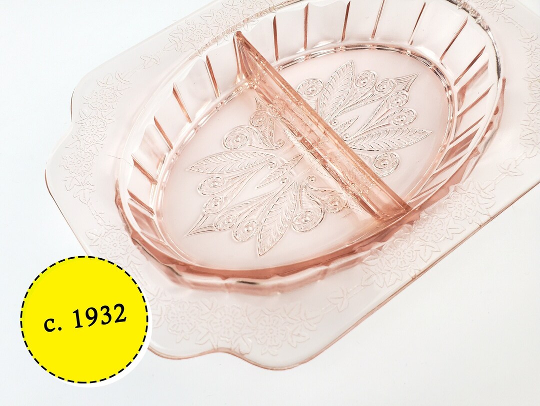 Vintage Pink "adam" Depression Glass Divided Dish - Jeannette Glass - C ...