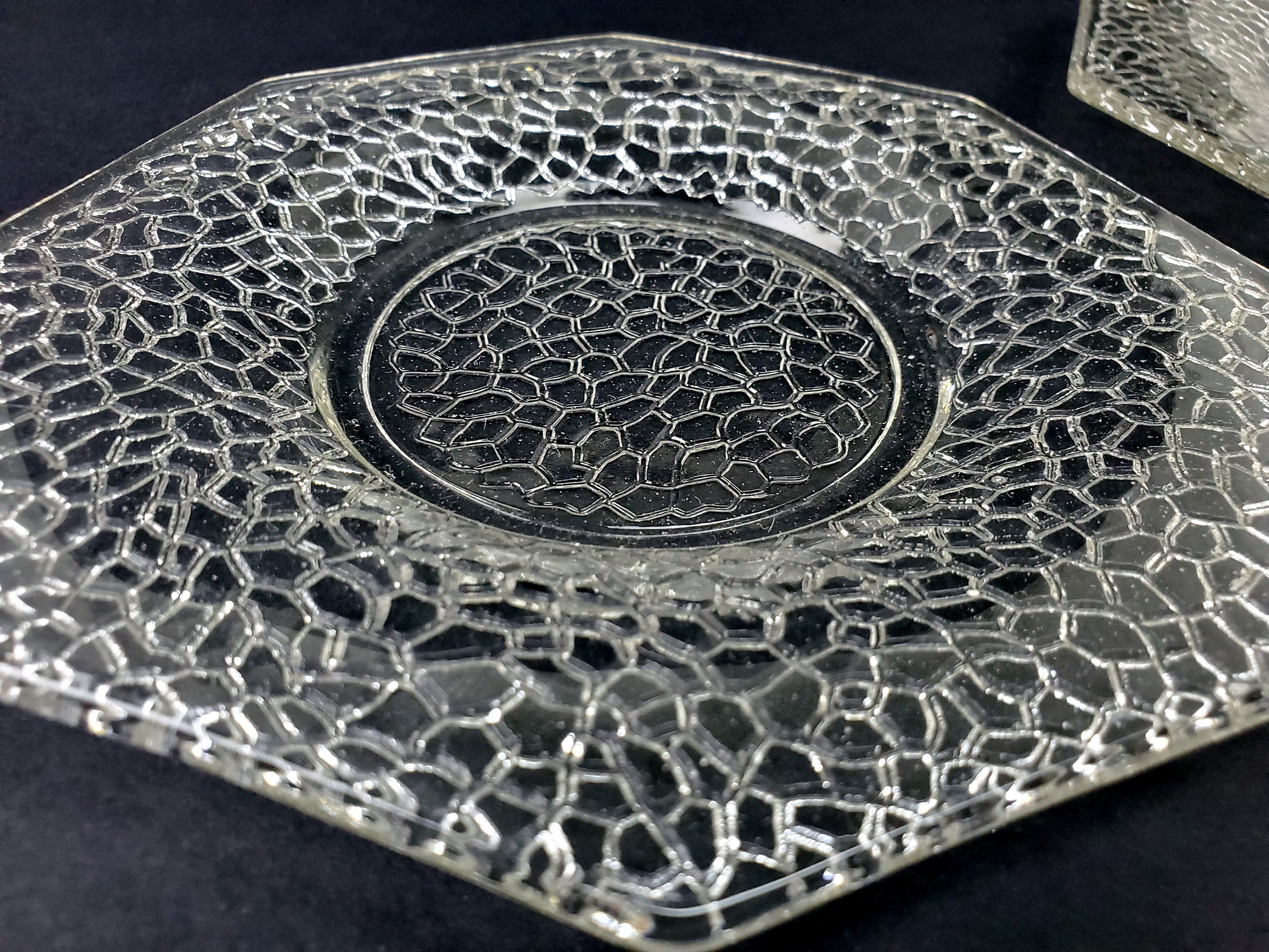 Vintage crackle Clear Depression Glass Small Plates L.E. Smith Glass C ...