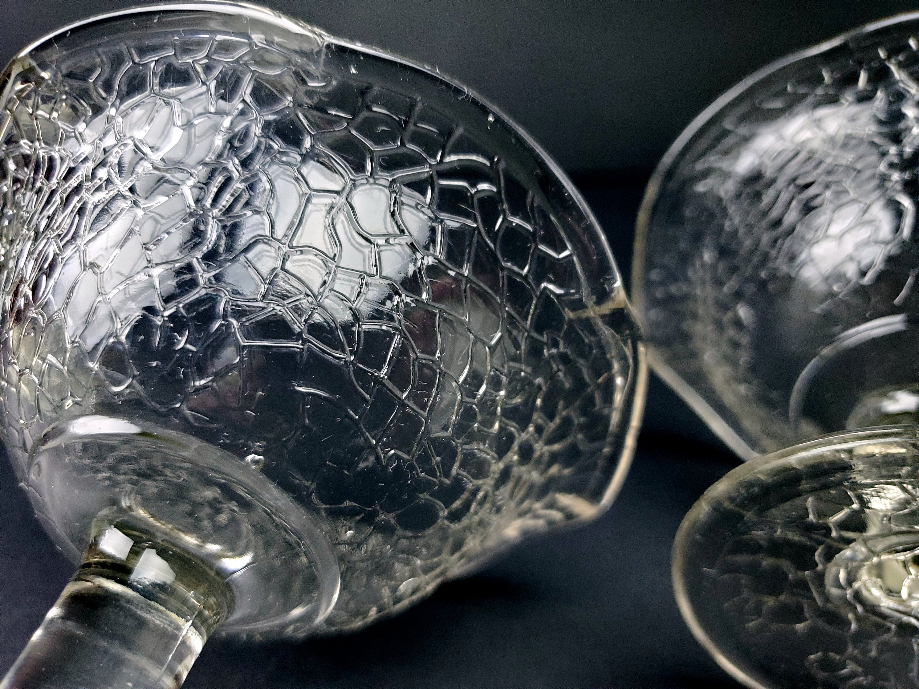 Vintage "crackle" Clear Depression Glass Ruffled Footed Cups - L.E ...