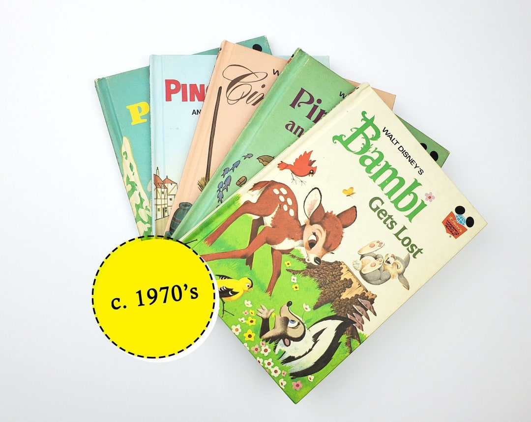 Vintage Disney Book Set Bambi, Pinocchio, Cinderella, Peter and the ...