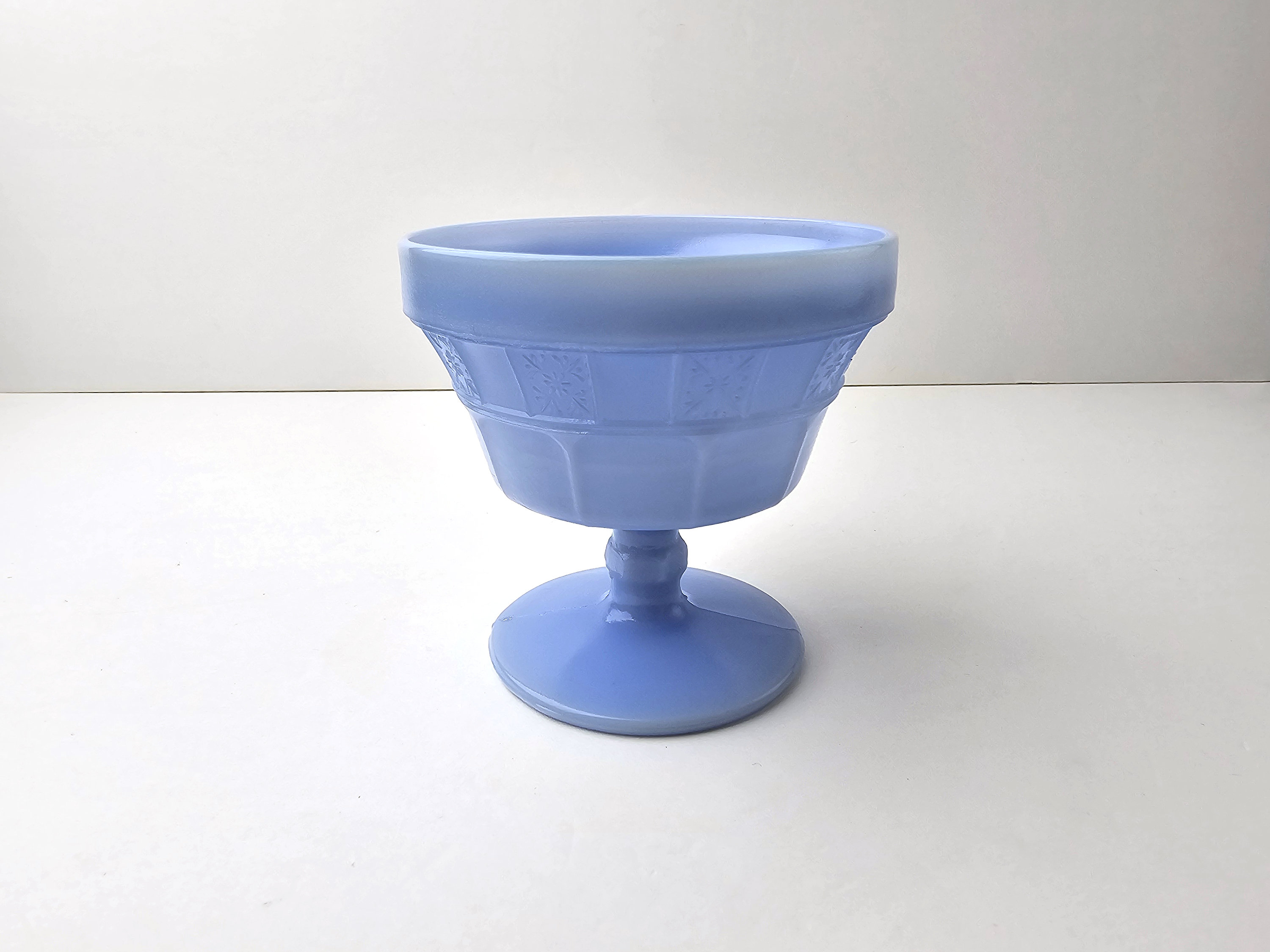 Vintage Delphite doric Blue Depression Milk Glass Champagne/sherbet ...
