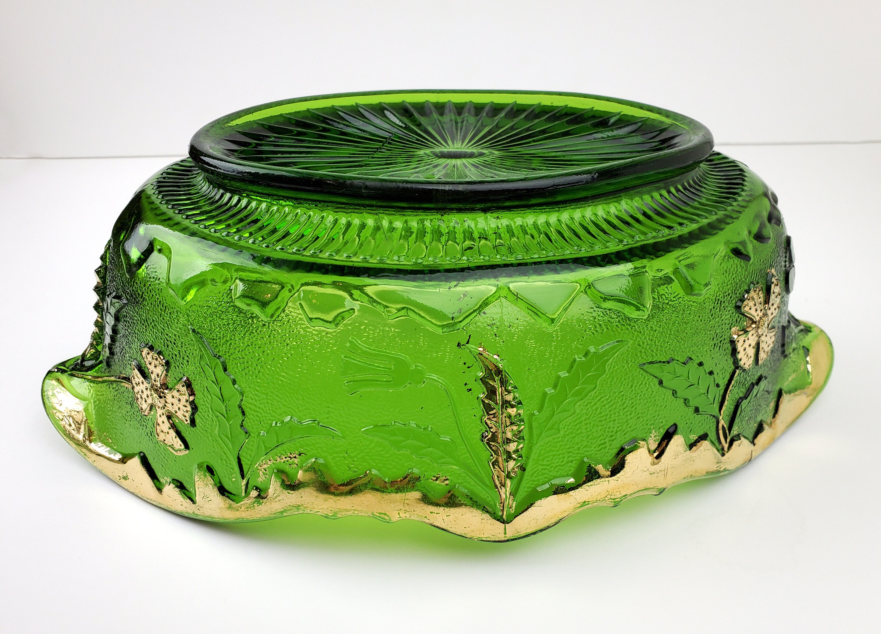 Antique Emerald Green delaware Glass Fruit Bowl US Glass C. 1900 - Etsy