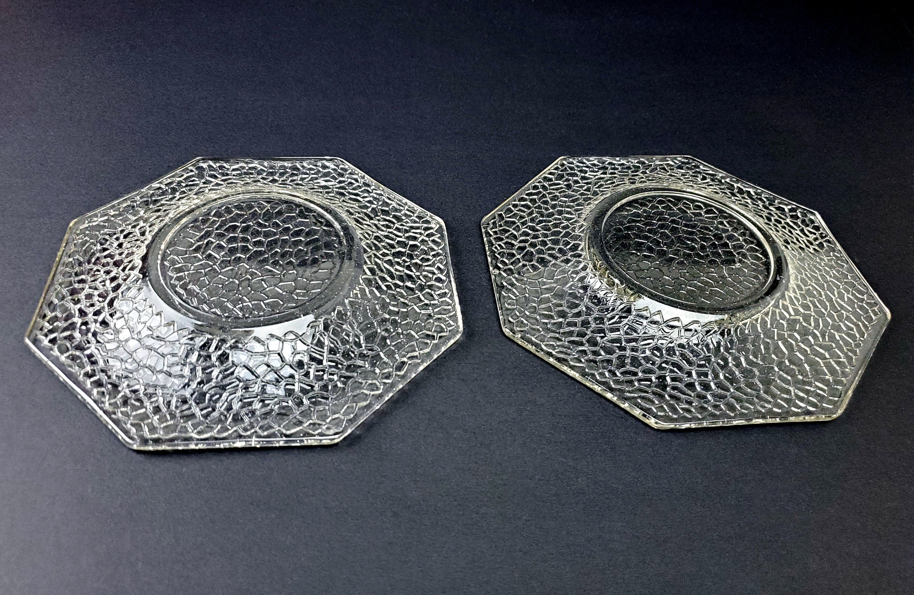 Vintage "crackle" Clear Depression Glass Small Plates - L.E. Smith ...