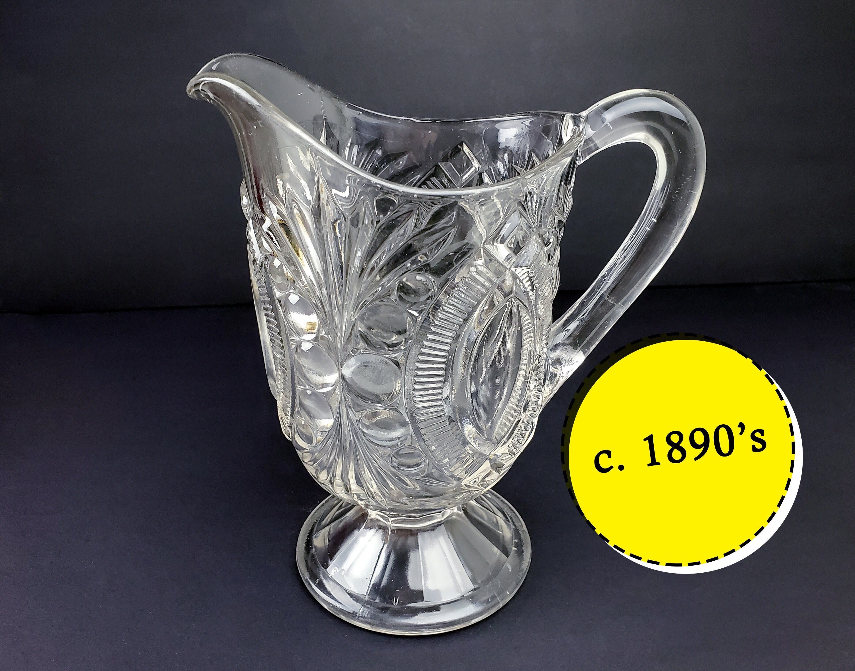 Antique arrow Sheaf EAPG Clear Glass Pitcher Co-operative Flint Glass ...