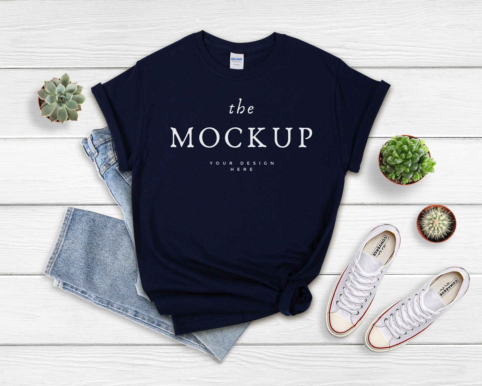 Navy T-shirt Mockup, Boho Mock Up, Tshirt Display, Navy Gildan 5000 ...