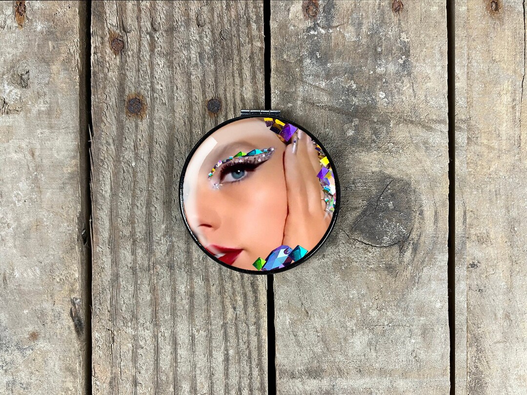 Taylor Swift Bejeweled Cat Eye Pocket Mirror Compact Vegan Leather ...
