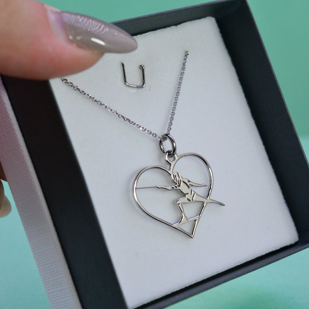 Fencing Sport Heart Charm Pendant Sport Jewelry Fencing Coach Necklace ...