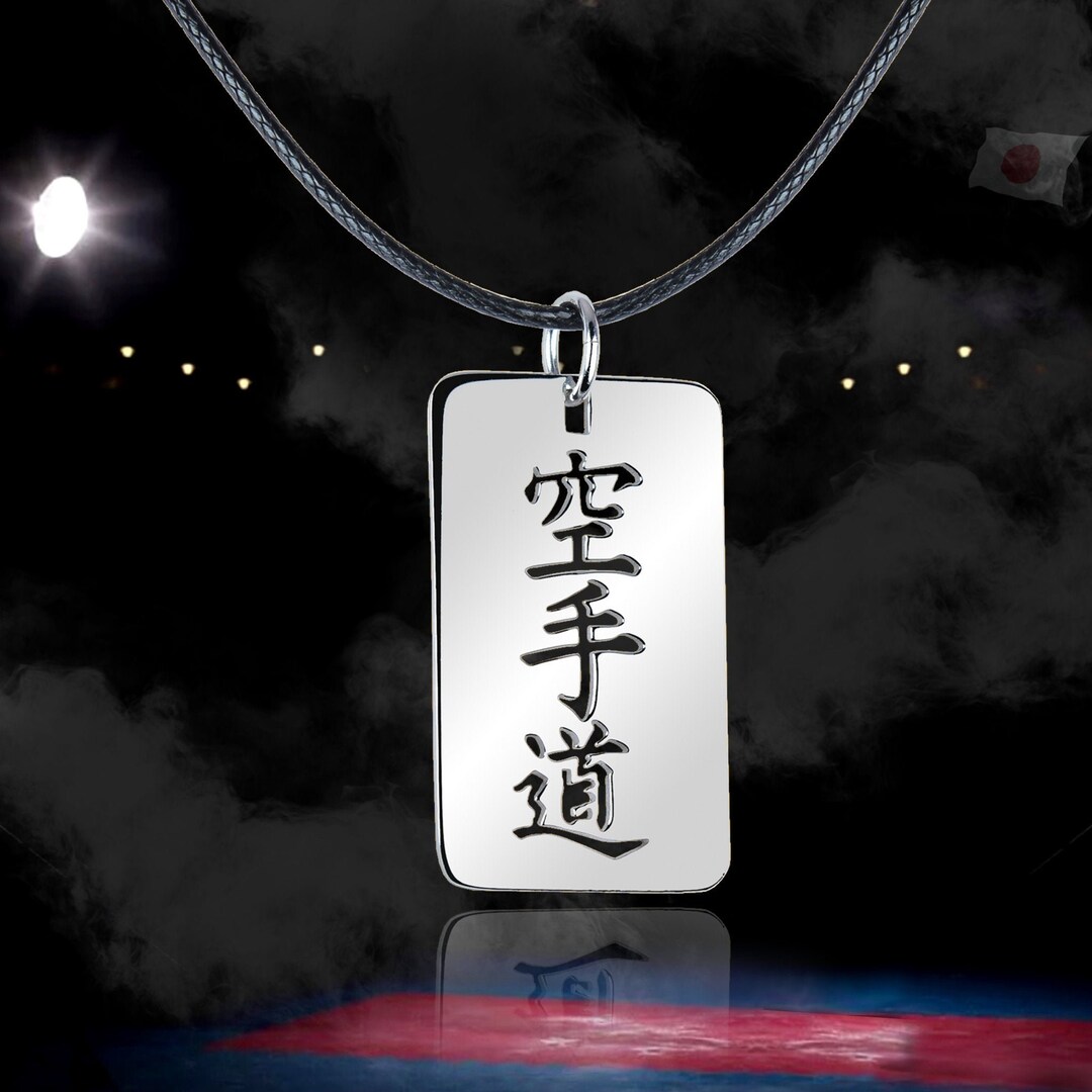 Solid Silver Karate Pendant Necklace: 925 Rhodium Plated Sport Jewelry ...