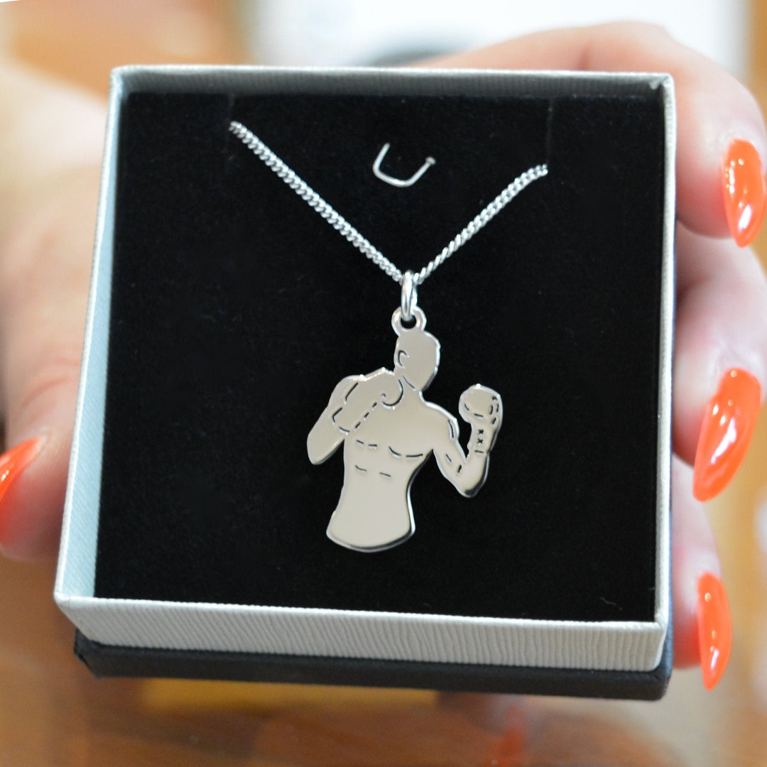 Boxing Gifts Silver Pendant for Men Boyfriend Gift Sport Necklace Gifts ...