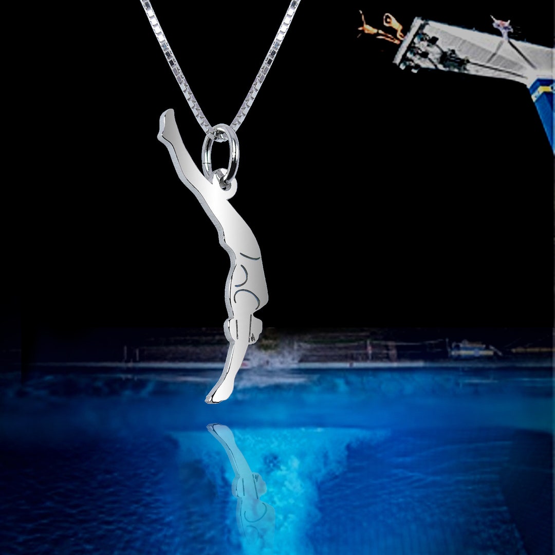 Pendant in Solid Silver 2022 Gradution Gifts Woman Swimmer Swim Team ...