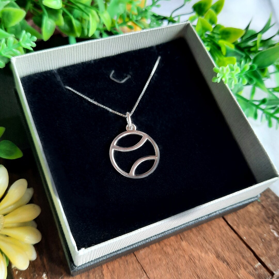 Sterling Silver Tennis Ball Pendant Necklace: Sport Jewelry Gift - Etsy