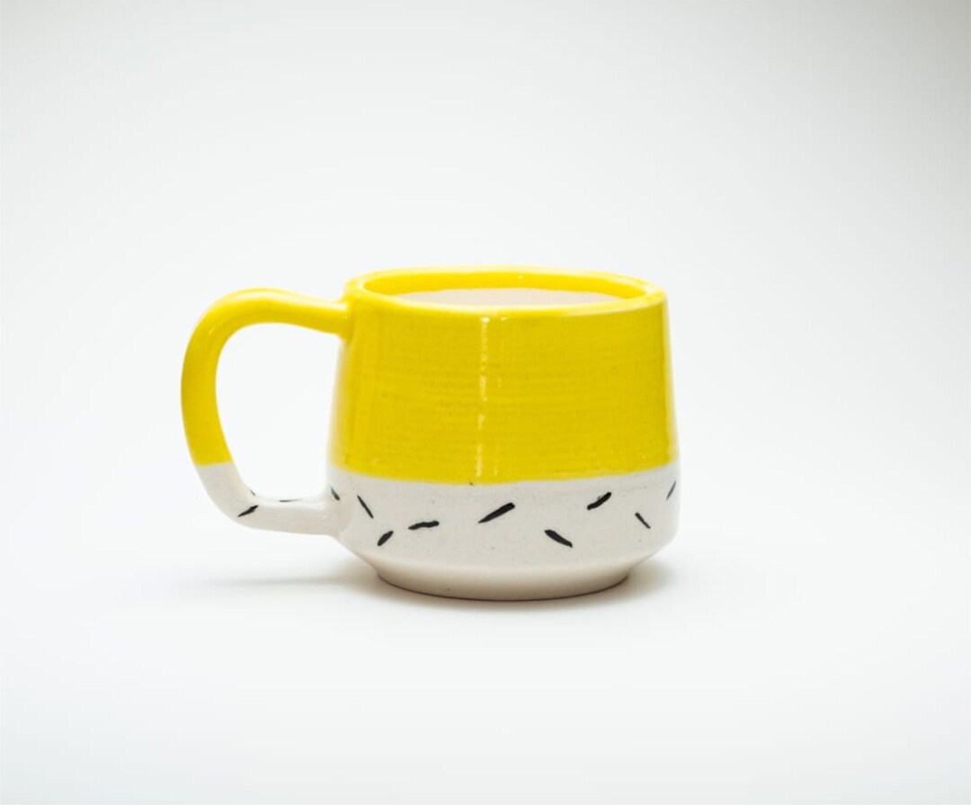Coffee Mug Pottery Yellow Pottery Mug Yellow White Coffee - Etsy