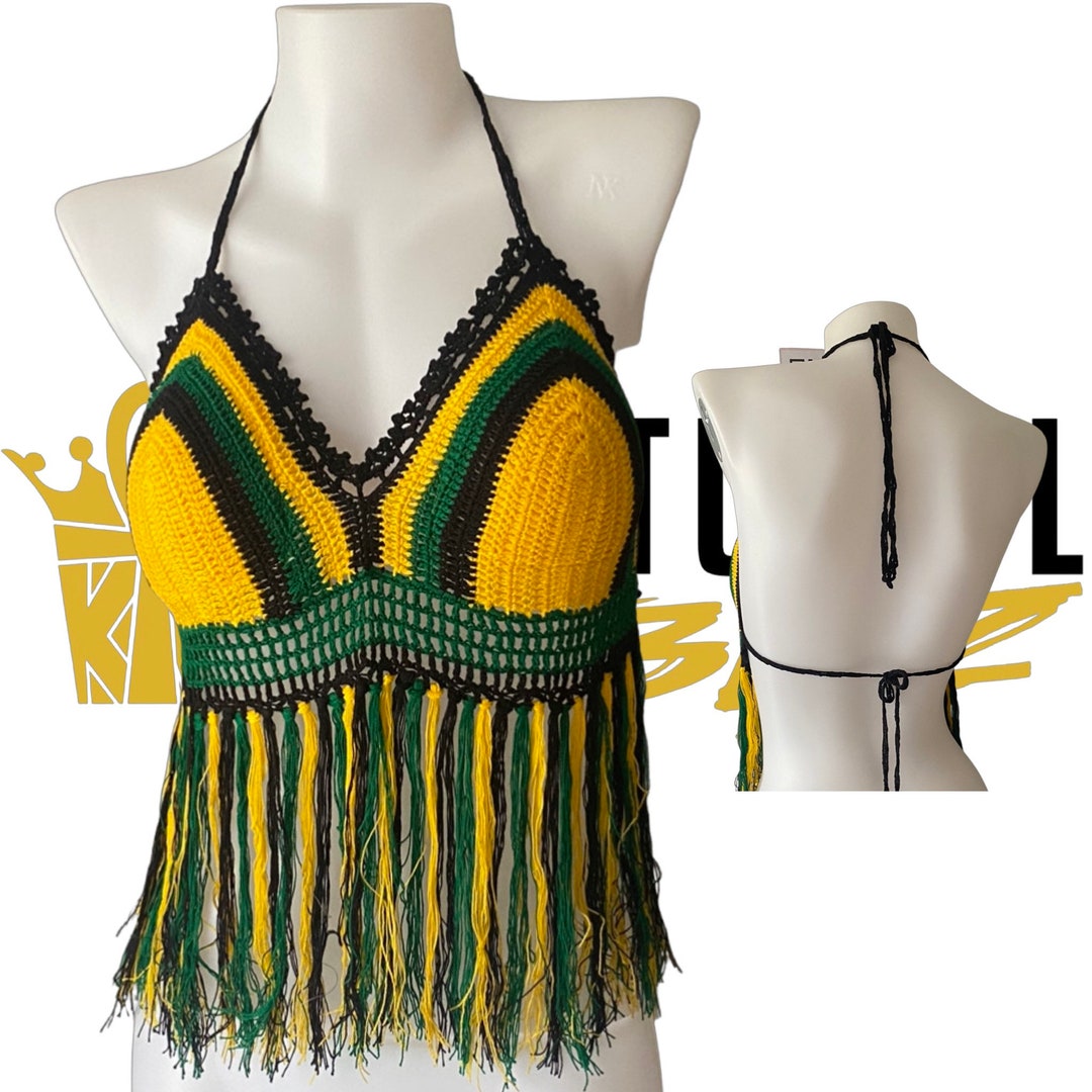 Beautiful Jamaican Crochet Top /with Fringed,festival Top,hippy,crop ...
