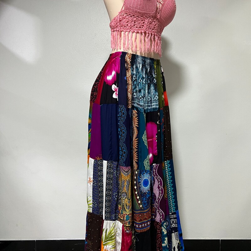 Long Patchwork Skirt - Etsy