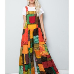 Beautiful Patchwork Jumpsuit With Wide-leg Overall and 2 Side Pockets ...