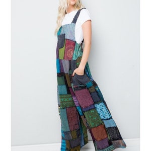 Beautiful Patchwork Jumpsuit With Wide-leg Overall and 2 Side - Etsy