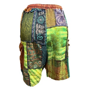 Handmade Patchwork Cotton Shorts: Boho Bohemian Yoga, Unisex - Etsy