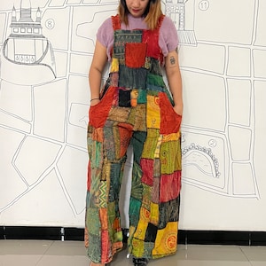 Beautiful Patchwork Jumpsuit With Wide-leg Overall and 2 Side Pockets ...