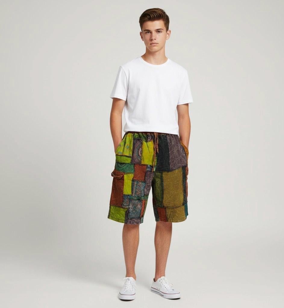 Handmade Patchwork Cotton Shorts: Boho Bohemian Yoga, Unisex - Etsy