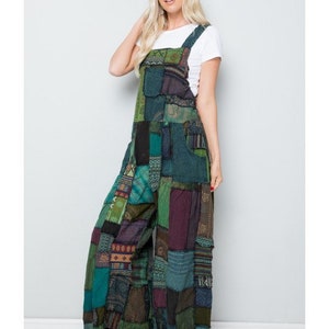 Handmade Patchwork Hippie Cotton Jumpsuit: Wide-leg Overalls With ...