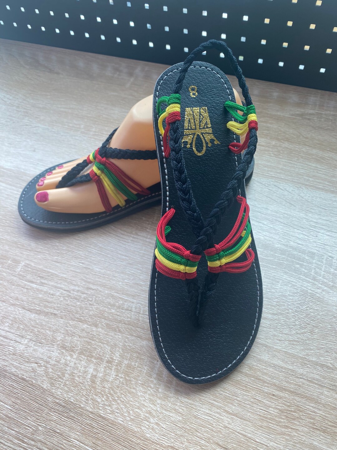 Hand-made Braided Sandals- Summer Beach Slippers- Rasta 100% Authentic ...