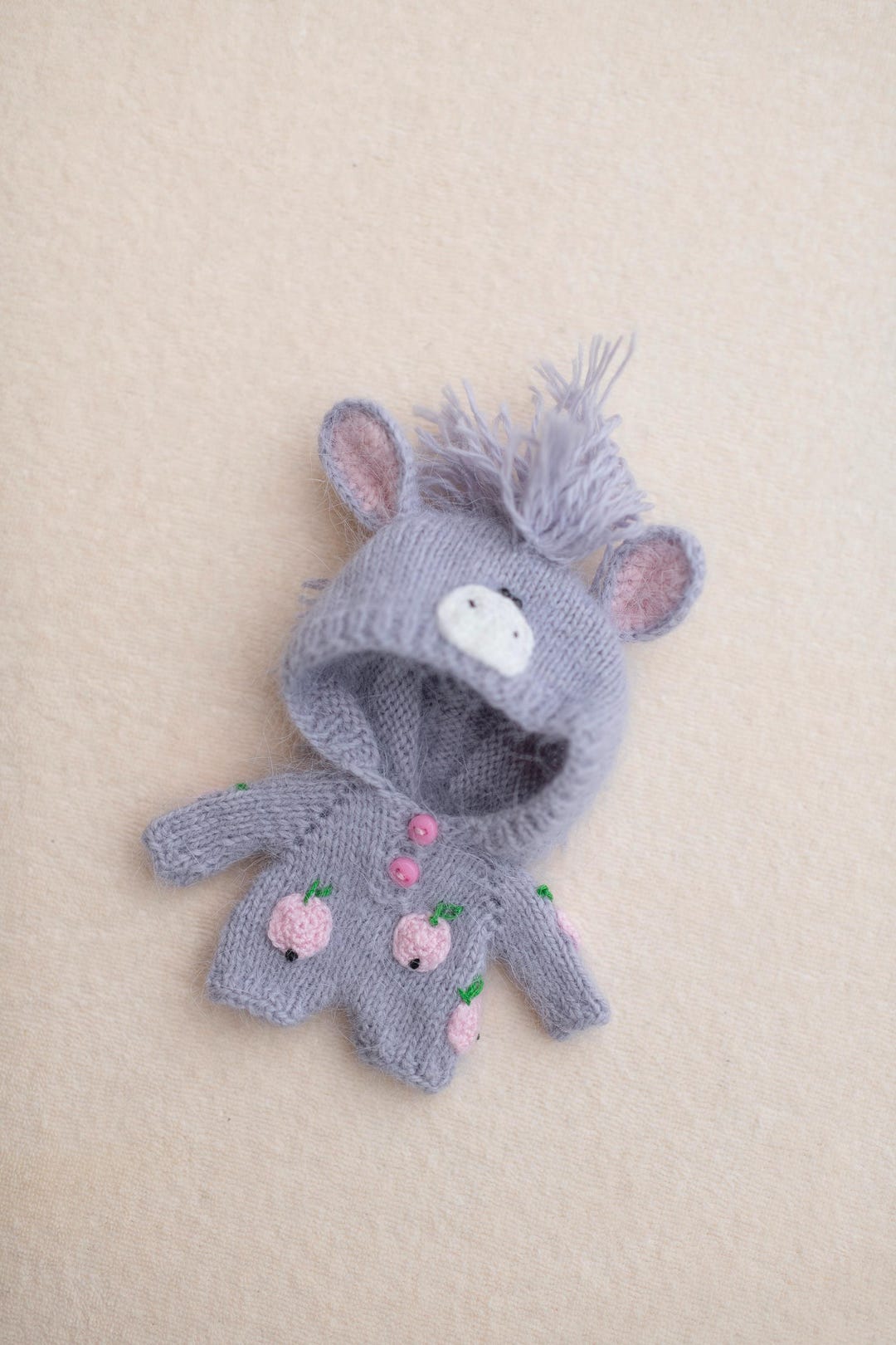 Outfit for Obitsu11, OB11 Doll Donkey Set | Hand Knit Miniature Costume ...